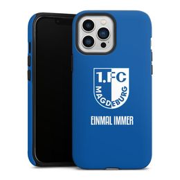 DeinDesign iPhone 13 Pro Max Handy Panzer Handyh&uuml;lle robuste Outdoor H&uuml;lle Schutzh&uuml;lle matt Coat Of Arms Official Licensed Product 1. Fc Magdeburg Tough Case