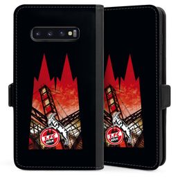 DeinDesign Galaxy S10 Plus Handy Klapph&uuml;lle Handyh&uuml;lle aus Kunst Leder schwarz Flip Case 1. Fc K&ouml;ln Cologne Cathedral Official Licensed Product Sideflip mit 
