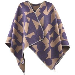 David Fussenegger Poncho Silvretta 'abstrakt' 70 x 140 cm, lila, Viola