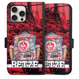 DeinDesign iPhone 15 Pro Max Handy Klapph&uuml;lle Handyh&uuml;lle aus Kunst Leder schwarz Flip Case Official Licensed Product 1. Fc Kaiserslautern 1. Fck Sideflip mit 