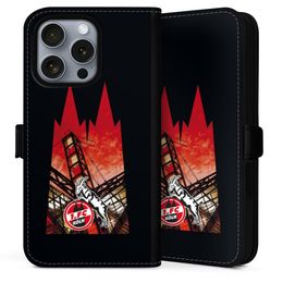 DeinDesign iPhone 16 Pro Max Handy Klapph&uuml;lle Handyh&uuml;lle aus Kunst Leder schwarz Flip Case 1. Fc K&ouml;ln Cologne Cathedral Official Licensed Product Sideflip mit 