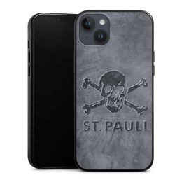 DeinDesign iPhone 14 Plus Handy Silikon H&uuml;lle Case schwarz Handyh&uuml;lle Logo Fc St. Pauli Concrete