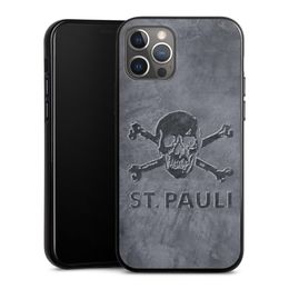 DeinDesign iPhone 12 Pro Handy Silikon H&uuml;lle Case schwarz Handyh&uuml;lle Logo Fc St. Pauli Concrete