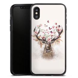 DeinDesign iPhone X Handy Silikon H&uuml;lle Case schwarz Handyh&uuml;lle Deer Flowers Animals