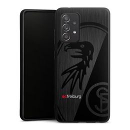 DeinDesign Galaxy A52s 5G Handy Premium Silikon H&uuml;lle Handyh&uuml;lle schwarz Case Sc Freiburg Official Licensed Product Metallic Look Silikon Premium Case