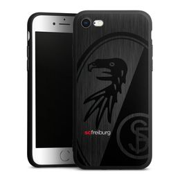 DeinDesign iPhone SE (2020) Handy Premium Silikon H&uuml;lle Handyh&uuml;lle schwarz Case Metallic Look Sc Freiburg Official Licensed Product Silikon Premium Case