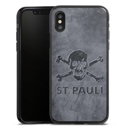 DeinDesign iPhone X Handy Silikon H&uuml;lle Case schwarz Handyh&uuml;lle Logo Fc St. Pauli Concrete