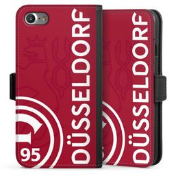 DeinDesign iPhone SE (2020) Handy Klapph&uuml;lle Handyh&uuml;lle aus Kunst Leder schwarz Flip Case Lettering F95 Fortuna D&uuml;sseldorf Sideflip mit Lasche