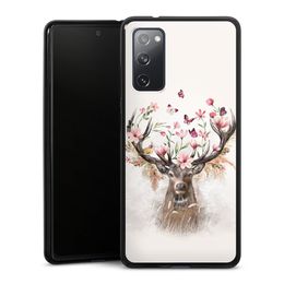 DeinDesign Galaxy S20 FE 5G Handy Silikon H&uuml;lle Case schwarz Handyh&uuml;lle Flowers Deer Animals
