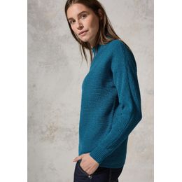 Cecil Stehkragenpullover in melierter Optik aus softem Rippstrick, blau, XS (36), celestial aqua blue