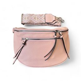 Cocopop Studio Umhängetasche Umhängetasche, Hüfttasche, PU-Ledertasche, Bohemian-Stil, rosa, hellrosa
