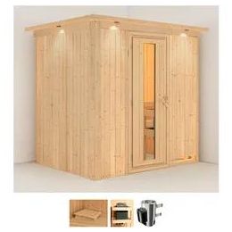 Karibu Sauna "Finja" Saunen 3,6-kW-Plug & Play Ofen mit integrierter Steuerung Gr. Saunaofen, integrierte Steuerung, 3,6 kW, beige (naturbelassen)