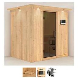 Karibu Sauna "Finja" Saunen 3,6-kW-Plug & Play Ofen mit externer Steuerung Gr. Saunaofen, externe Steuerung, 3,6 kW, beige (naturbelassen)