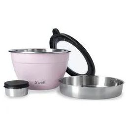 S'well Salatschüssel S'WELL "S'well Calacatta Gold Salad Bowl Kit, 1.9L" Schüsseln Gr. B/H: 21cm x 12cm, pink (pink topaz) Therma-S'well-Technologie mit vakuumisolierten Außenschale