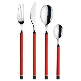 Pinti Inox Besteck-Set PINTINOX "Matite" Essbesteck-Sets Gr. 24 tlg., rot (edelstahlfarben, rot) mit Kunststoffgriff, spülmaschinengeeignet