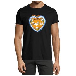 MyDesign24 T-Shirt Herren Fun Print Shirt - Trinkshirt O'Zapft is Baumwollshirt mit Aufdruck Regular Fit, i313, schwarz, L