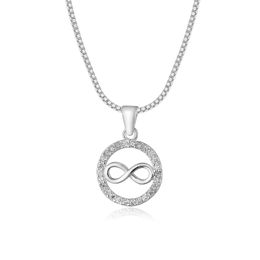 NAHLE Kette mit Anhänger Silberkette Unendlichkeit Infinity Halskette (inklusive Schmuckbox), 925 Silber Anhänger mit Zirkonia - rhodiniert