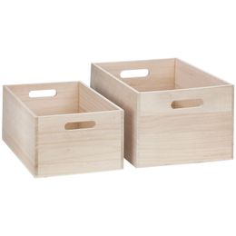 buttinette Holz-Kisten mit Tragegriffen, 36 x 26 x 19 cm und 32 x 22 x 15 cm, 2 Stück