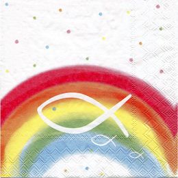 buttinette Papierservietten "Regenbogen/Weiß", 33 x 33 cm, 20 Stück