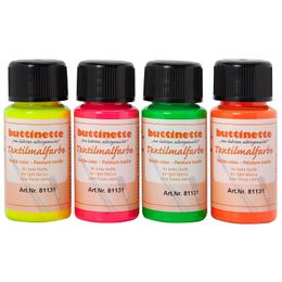 buttinette Stoffmalfarben "Neon", 4x 50 ml