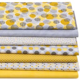 buttinette Patchwork- und Quiltpaket "Dots & Stripes", ocker/grau