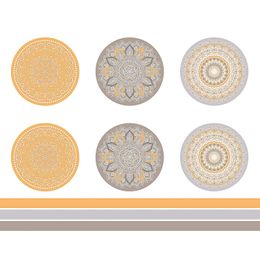 buttinette Stoff-Coupon "Mandala", taupe/orange