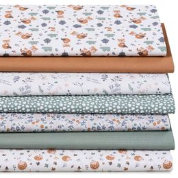 buttinette Patchwork- und Quiltpaket "Fuchs & Igel", jade/haselnuss/rosé