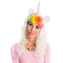 buttinette Lockenperücke "Einhorn", weiß/bunt