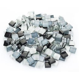 buttinette Softglas-Mosaik, grau-mix, 10 x 10 mm, 200 g