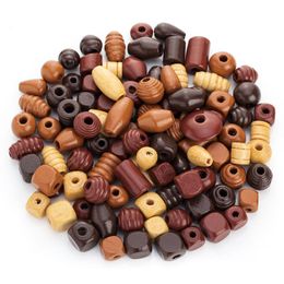 buttinette Holzperlen-Mix, Brauntöne, 10–25 mm, 500 g