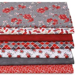 buttinette Patchwork- und Quiltpaket "Rosen", rot/grau