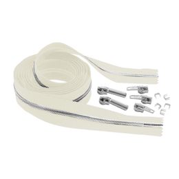 buttinette Endlosrei&szlig;verschluss im Set, mit silberfarbiger Spirale 6,5 mm, 2 m, ecru