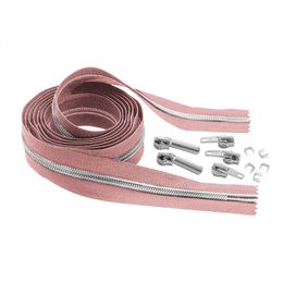 buttinette Endlosrei&szlig;verschluss im Set, mit silberfarbiger Spirale 6,5 mm, 2 m, altrosa