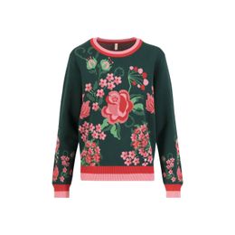 Blutsgeschwister Strickpullover - Pullover - Rosen - Cosy Storyteller, grün, M