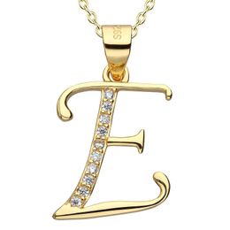 AMERITA Kette mit Anhänger Buchstaben E 925 Sterling Silber goldene Halskette Buchstabenkette, (inkl. Luxus Schmucketui)
