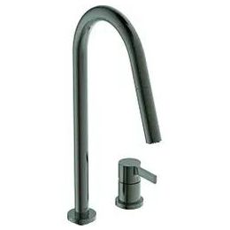 Ideal Standard Gusto Küchen-2-Loch-Armatur BD424A5 magnetic grey, mit hohem Rohrauslauf und herausziehbarer 2-Funktionshandbrause