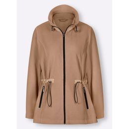 WITT Damen Fleecejacke mit Tunnelzug in der Taille, camel, Gr&ouml;&szlig;e 40