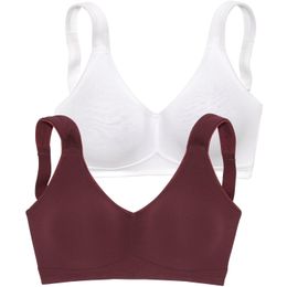 petite fleur by Lascana Damen Soft-BH, bordeaux+wei&szlig;, Gr&ouml;&szlig;e 100E