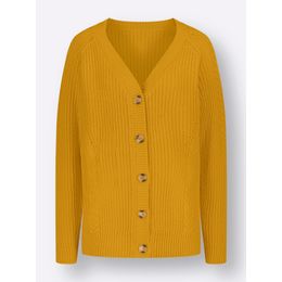 WITT Damen Strickjacke mit Zopfmuster, khaki, Gr&ouml;&szlig;e 54