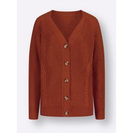WITT Damen Strickjacke mit Zopfmuster, rostrot, Gr&ouml;&szlig;e 44