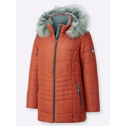 WITT Damen Steppjacke mit abnehmbarem Pelz-Imitat, rostrot, Gr&ouml;&szlig;e 20