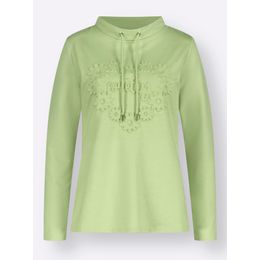 WITT Damen Sweatshirt mit gepr&auml;gten Herzen, pistazie, Gr&ouml;&szlig;e 42