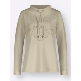 WITT Damen Sweatshirt mit gepr&auml;gten Herzen, sand, Gr&ouml;&szlig;e 42