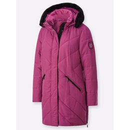 WITT Damen Steppjacke mit Pelz-Imitat-Besatz, erika, Gr&ouml;&szlig;e 50