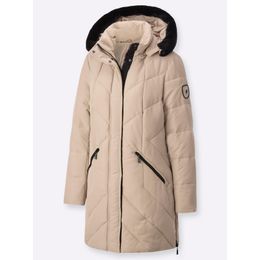 WITT Damen Steppjacke mit Pelz-Imitat-Besatz, beige, Gr&ouml;&szlig;e 23