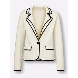 CREATION L PREMIUM Wit Damen Strickjacke aus reiner Merino-Wolle, ecru, Gr&ouml;&szlig;e 36