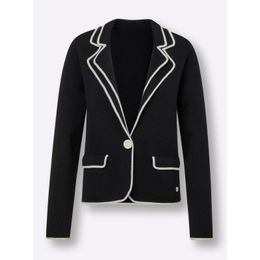 CREATION L PREMIUM Wit Damen Strickjacke aus reiner Merino-Wolle, schwarz, Gr&ouml;&szlig;e 36