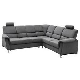 Ecksofa Home Affaire "Pisa L-Form" Sofas Gr. B/H/T: 271 cm x 95 cm x 224 cm, Microfaser, Bettfunktion links, grau (anthrazit) mit Bettfunktion und Bettkasten