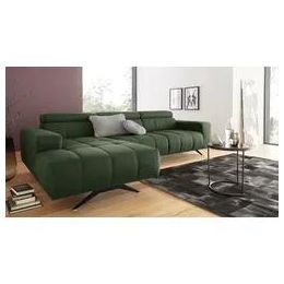 Ecksofa DOMO collection "Trento L-Form" Sofas Gr. B/H/T: 287cm x 79cm x 175cm, Struktur fein, Recamiere links, Ohne Kopfteilverstellung, grün wahlweise mit Kopfteilverstellung, Recamiere linksrechts bestellbar