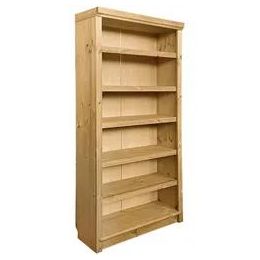 Bücherregal Home Affaire "Soeren" Regale Gr. H/T: 185 cm x 29 cm, 6 St., beige (gelaugt, geölt) in 2 Höhen und Tiefen, mit viel Stauraum